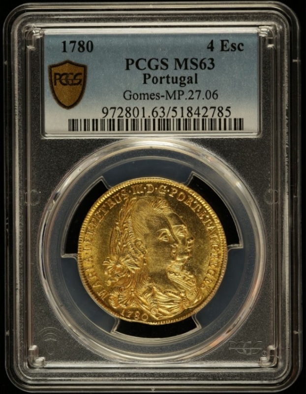 【PCGS最高鑑定】【銀行振込割引なし】【会員様割引なし】ポルトガル 1780年 4エスクード金貨 PCGS MS63 | 新商品 | 都コイン（ミヤココイン）