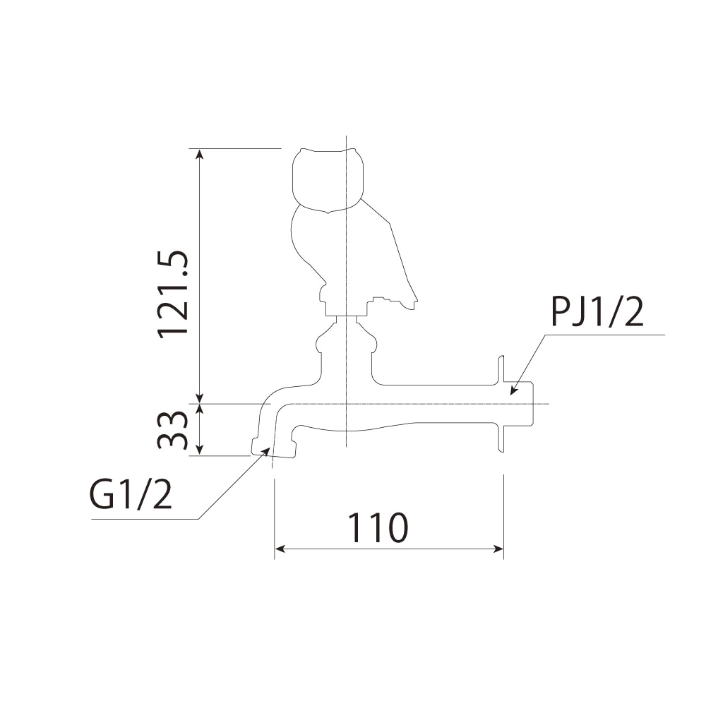 胴長横水栓（フクロウハンドル・メッキ）｜ガーデン水栓 DN13-OWM｜水生活製作所公式通販