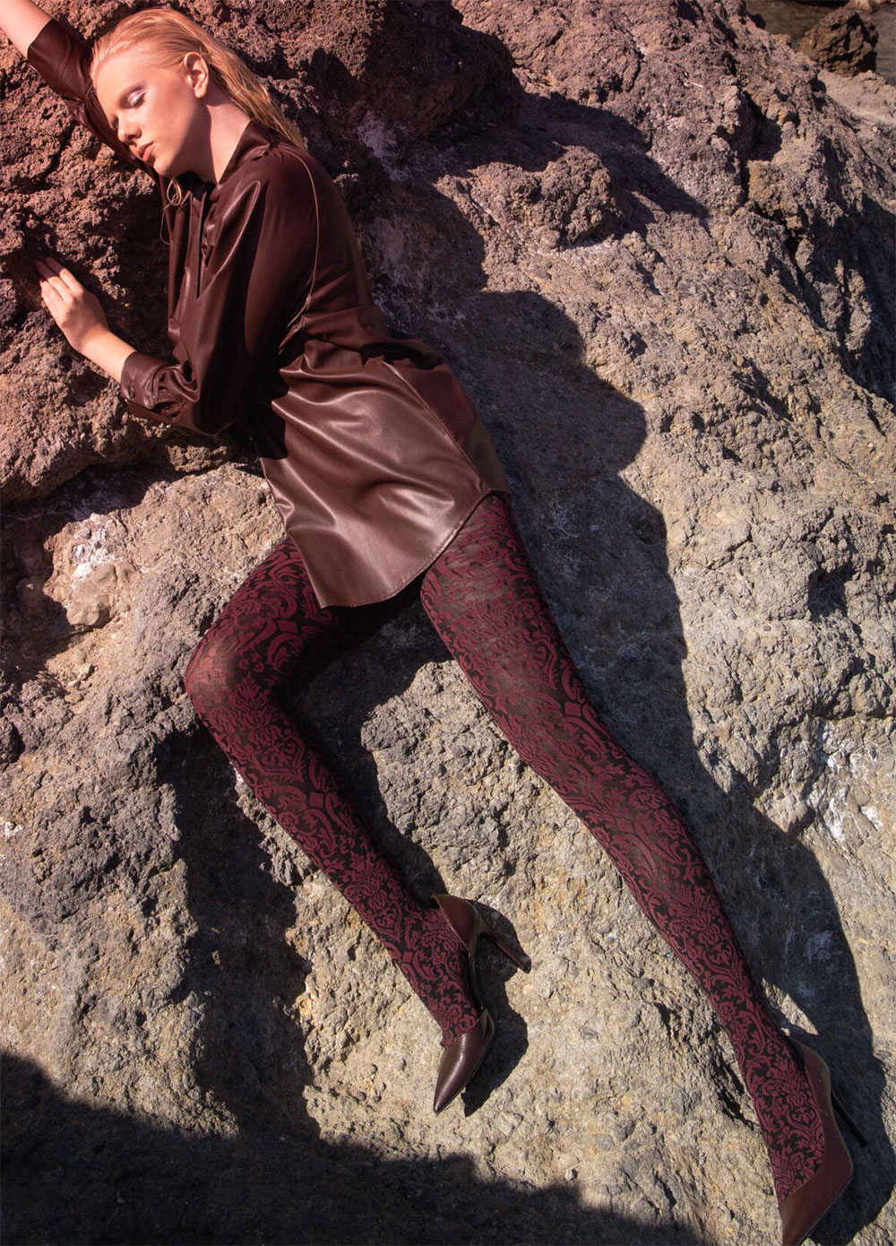 イタリア インポート ブランド 柄タイツ TRASPARENZE SCEPTRUM ダマスクス柄タイツ ボルド | ブランド別・ストッキング ...