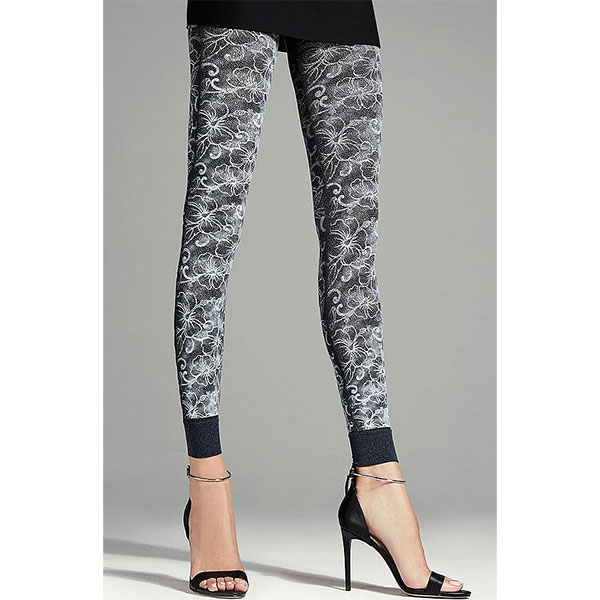 インポート レギンス OMSA FAINTY シームレス花柄レギンス グレーデニム | イタリアのレッグウェア,レギンス | インポート ...