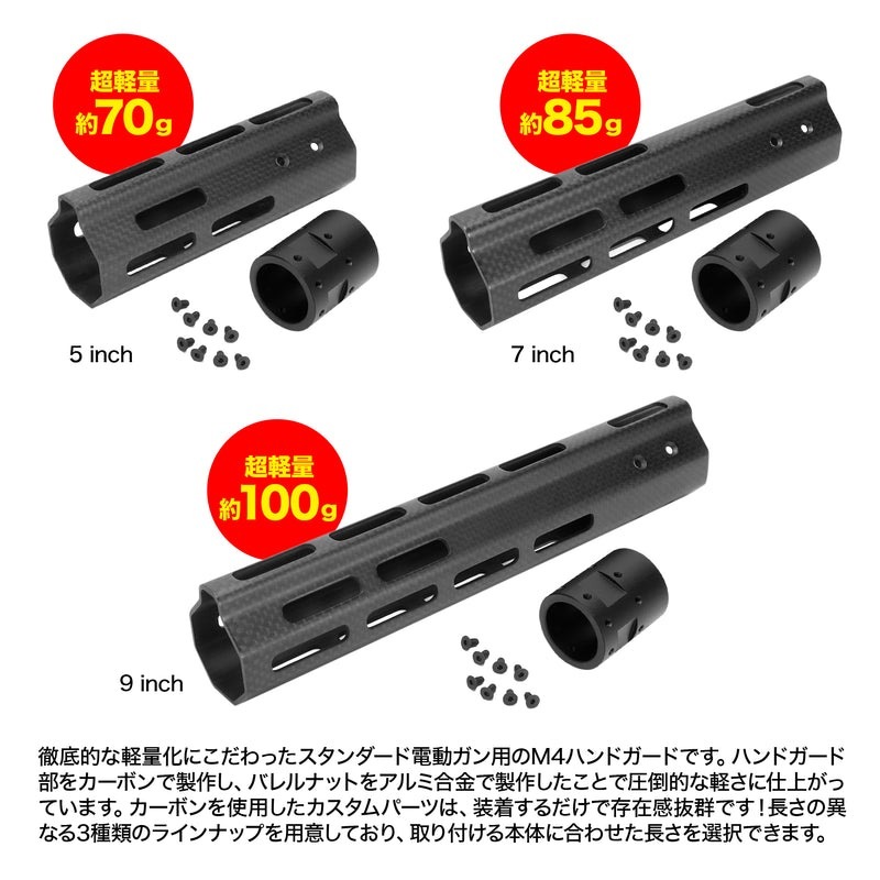 【5％OFFクーポン＆P5倍】Laylax M4カーボンハンドガード 5インチ | 話題の新着商品 カスタム＆オプションパーツ編 | | 総合エアガンショップ モケイパドック