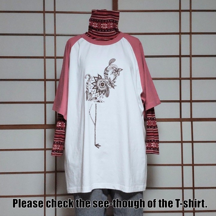 "Flamingo" 6.6oz Cotton100% Raglan Sleeve T-shirts ladies men's unisex ...