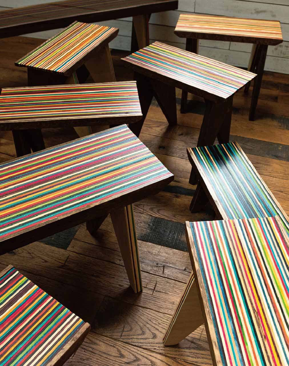 STRIPED BENCH STOOL - STRIPED Series - MoreThan Furniture