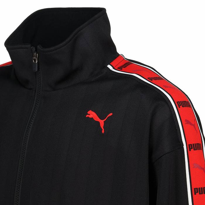 PUMA プーマ SHADOW STRIPE ニットジャケット(ブラック×レッド) 527754