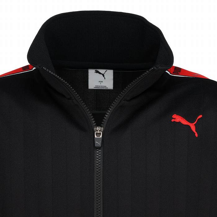 PUMA プーマ SHADOW STRIPE ニットジャケット(ブラック×レッド) 527754