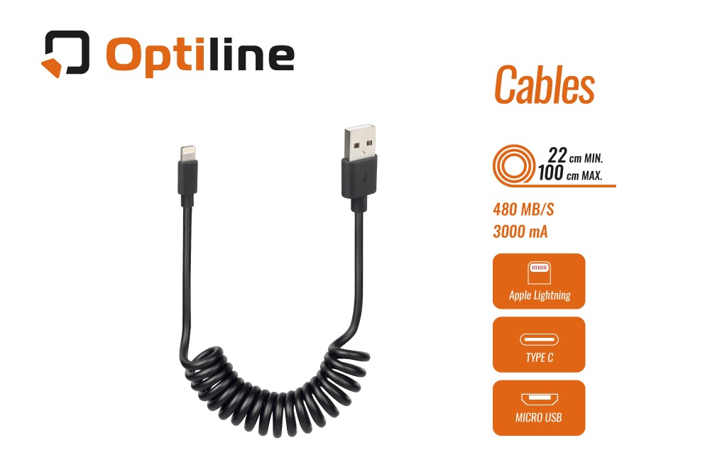 Optiline(オプティライン) /Cables スプリングケーブル 100cm タイプC-ライトニング | Optiline/オプティ ...