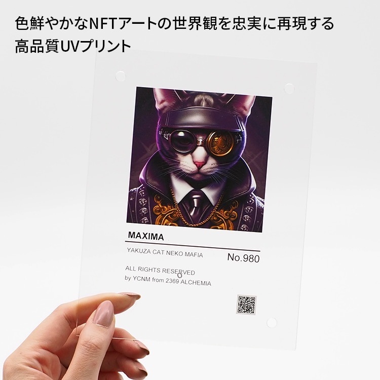 YAKUZA CAT NEKO MAFIA NFTアクリルフレーム Lサイズ（フレーム：タテ347×ヨコ260mm イメージ部分：180× ...