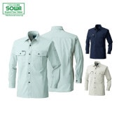 SOWA ソーワ 桑和 195長袖シャツ M L LL 3L 4L 6L 8L オールシーズン対応 作業着 作業服 ポリ綿 | 長袖 | W4