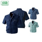 SOWA ソーワ 桑和 EC921半袖ブルゾン S M L LL 3L 4L 5L 6L オールシーズン対応 作業着 作業服 ポリ綿 吸汗速乾 | 半袖 | W4