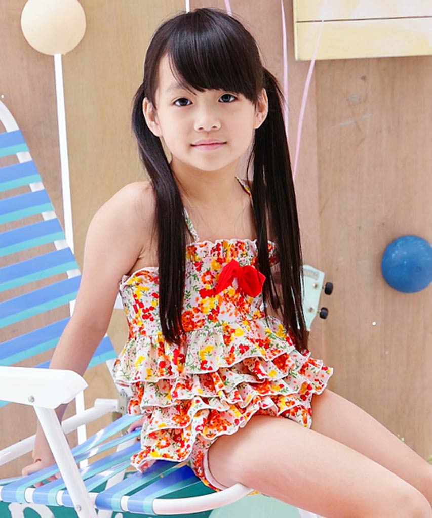 【キッズ】ティアードフリル×リボン ワンピース水着 | 水着,キッズ水着 | OSYAREVO