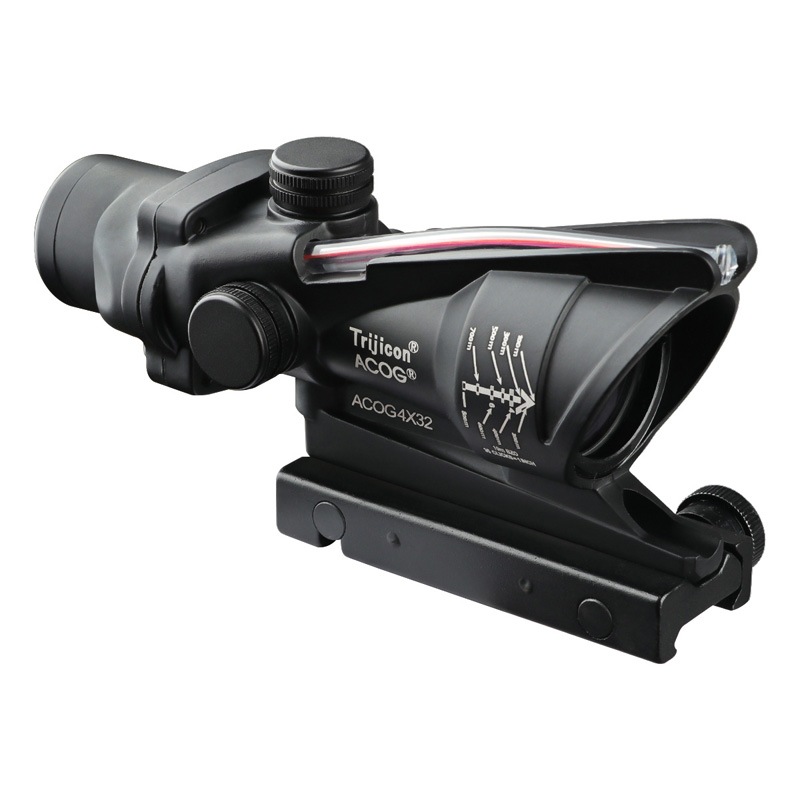 TR ACOGタイプ 4×32集光レッドファイバースコープ (Chevron Reticle/Metric Marking) Black ...