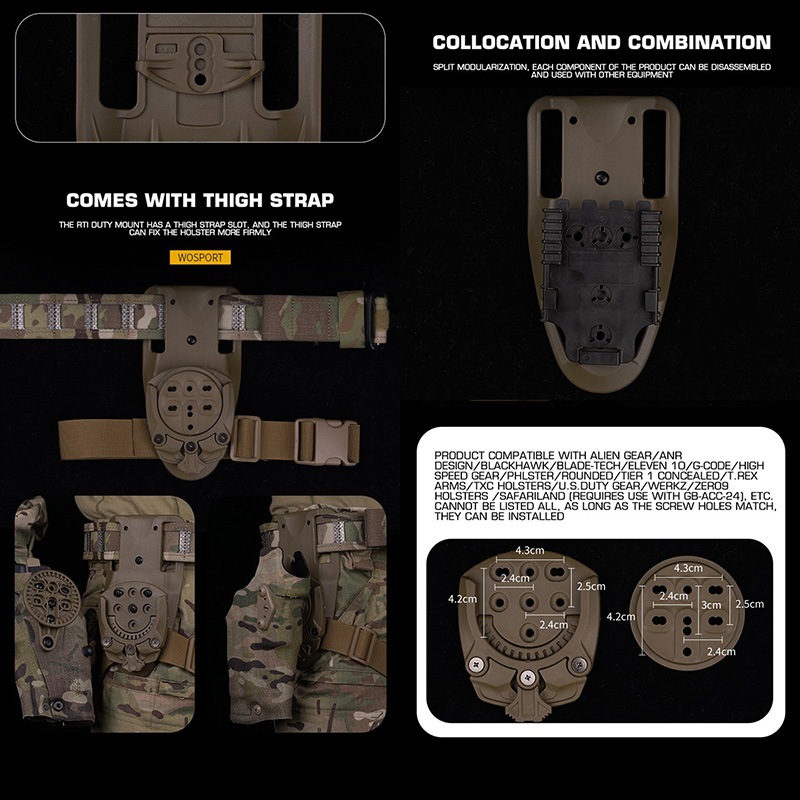 Wosport Bladetecスタイル テックマウントキット G Code Rti Duty マウント付き Tan サバゲー装備品 4326