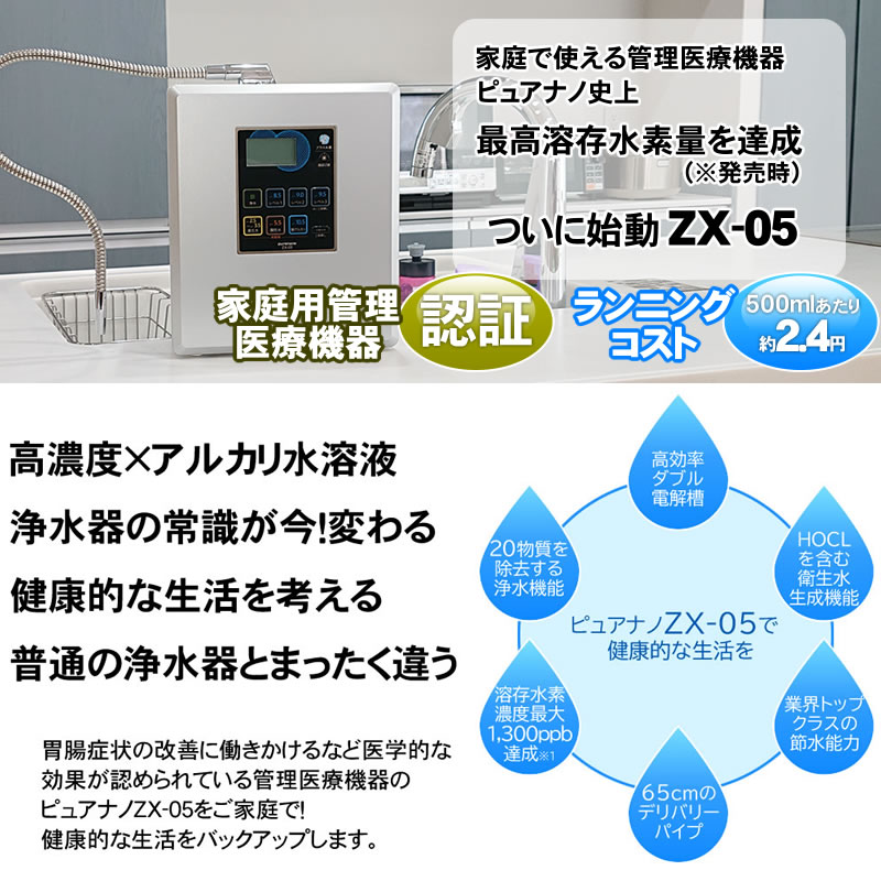 水素水生成器 ピュアナノ(purenano) ZX-05 | キッチン家電,水素水生成器 | 株式会社エヌ・アイ・シー