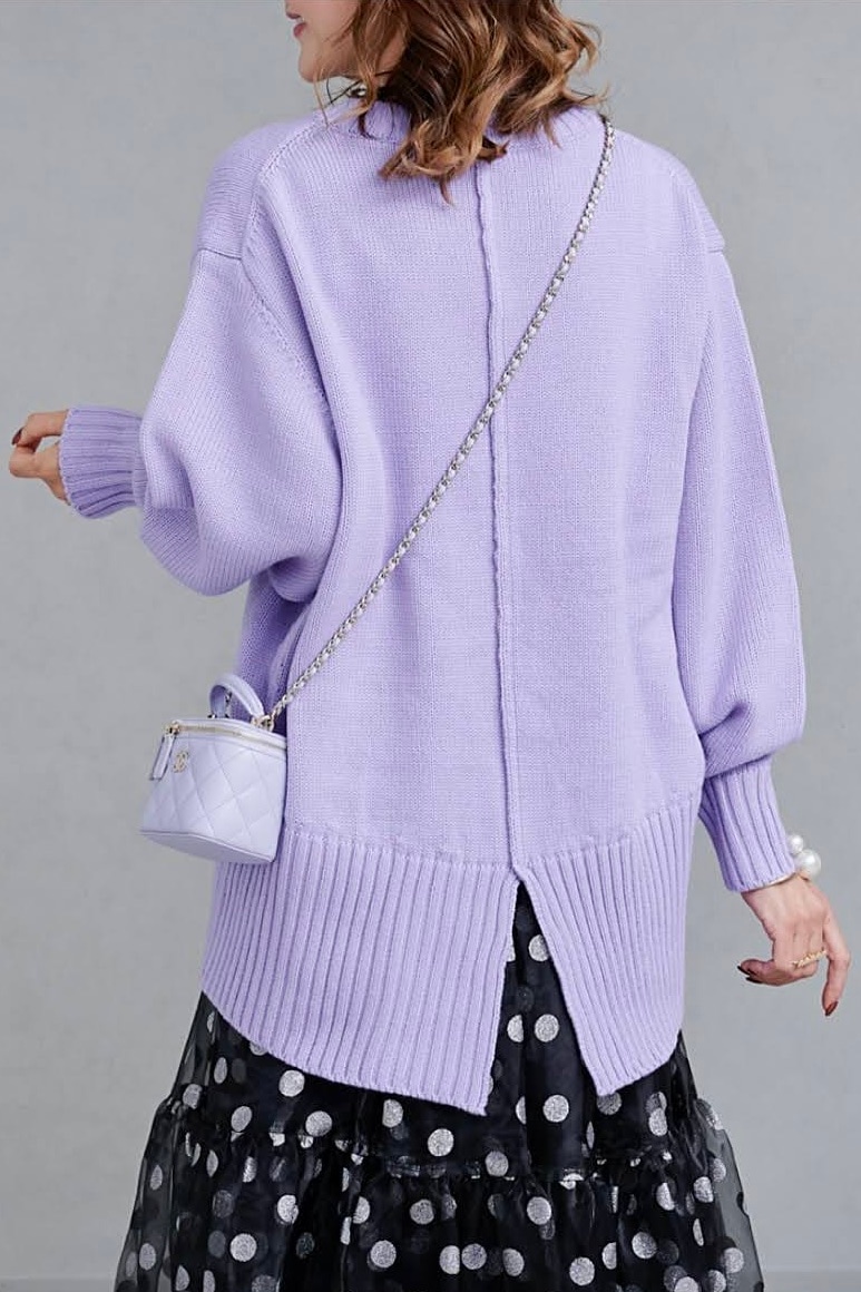 バックスリットカラーニット/パープル【残り4点】 | TOPS | OBLI