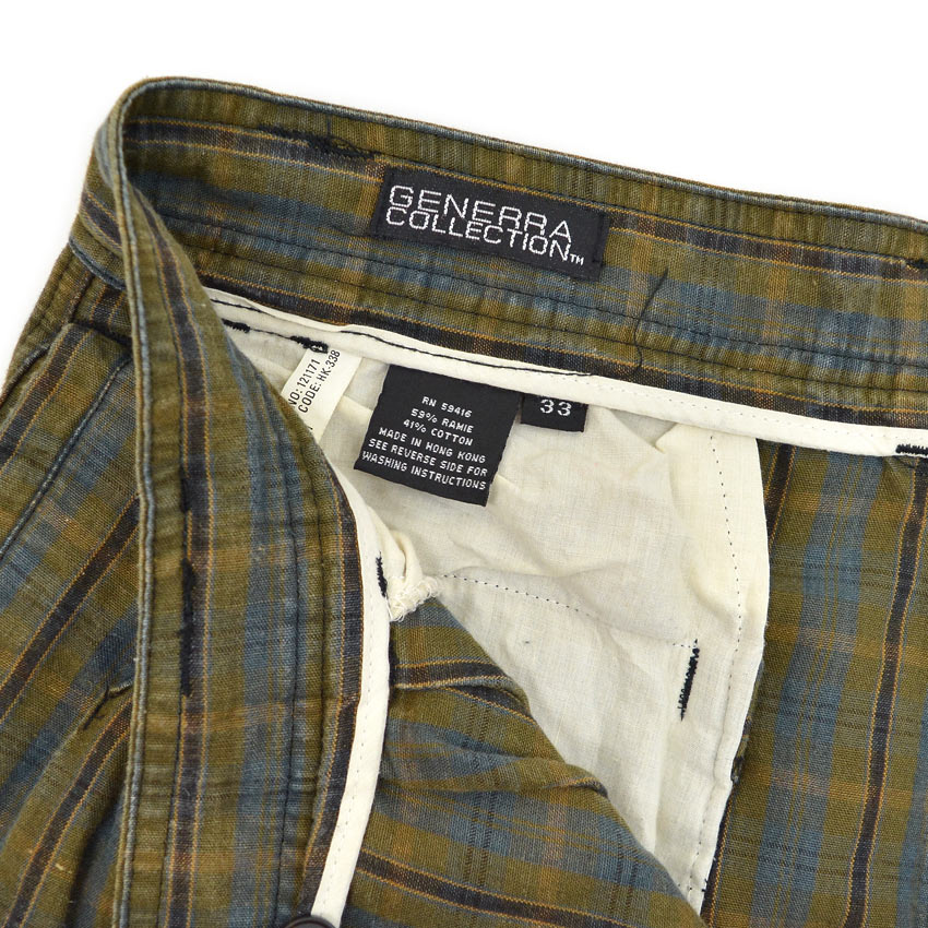 1980's～ GENERRA COLLECTION 麻×綿 PLAID SLACKS... W32×L31 | 確認用 BOTTOMS SOLD | | SomethingHappens