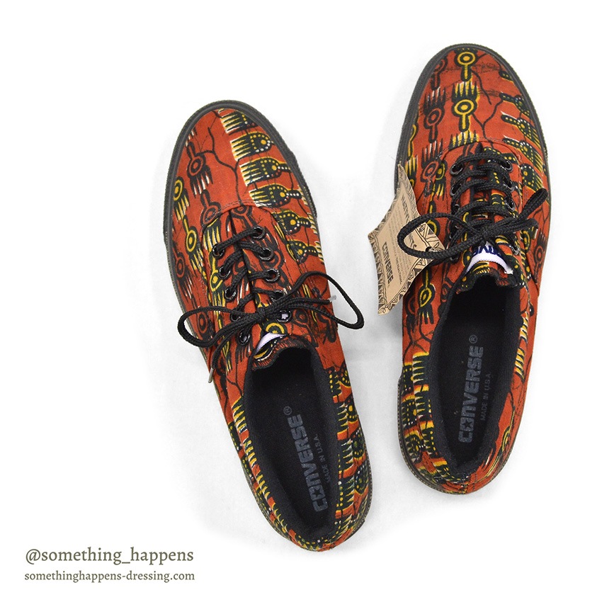 1990's DEADSTOCK CONVERSE AFRICAN PRINT BROWN SKIDGRIP LOW ... 7 1/2 | 確認用 SHOES SOLD ...