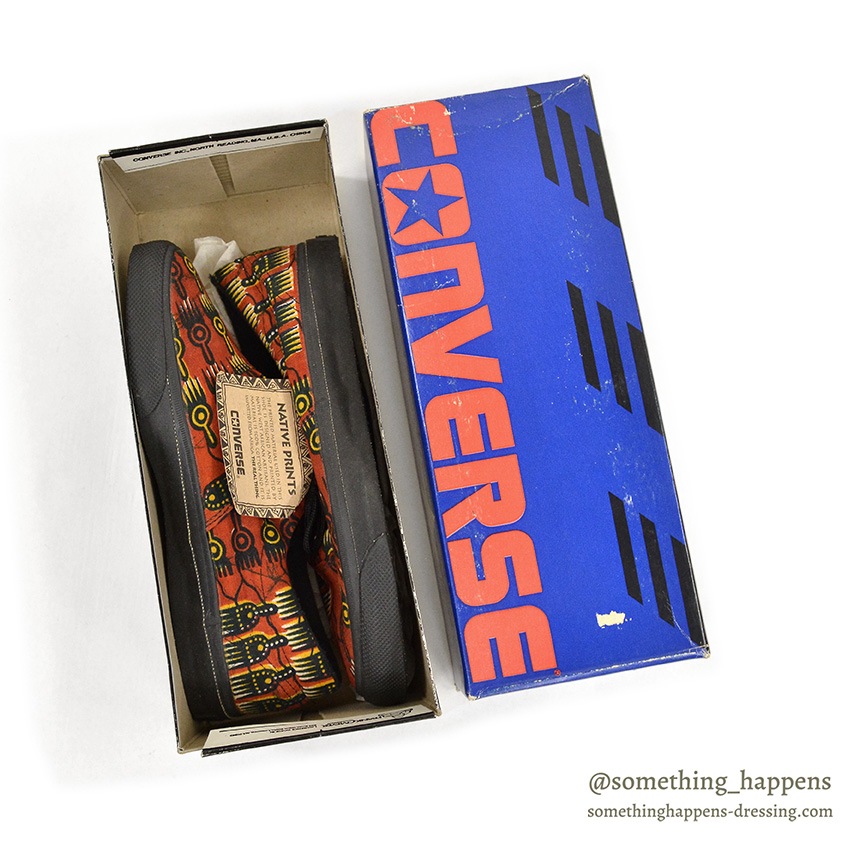 1990's DEADSTOCK CONVERSE AFRICAN PRINT BROWN SKIDGRIP LOW ... 7 1/2 | 確認用 SHOES SOLD ...