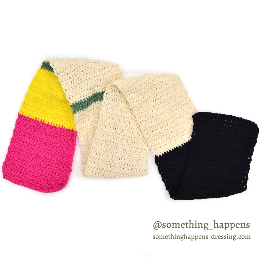 HOME MADE MULTI COLOR HAND KNIT MUFFLER LONG ... | 確認用 ACCESSORIES SOLD ...