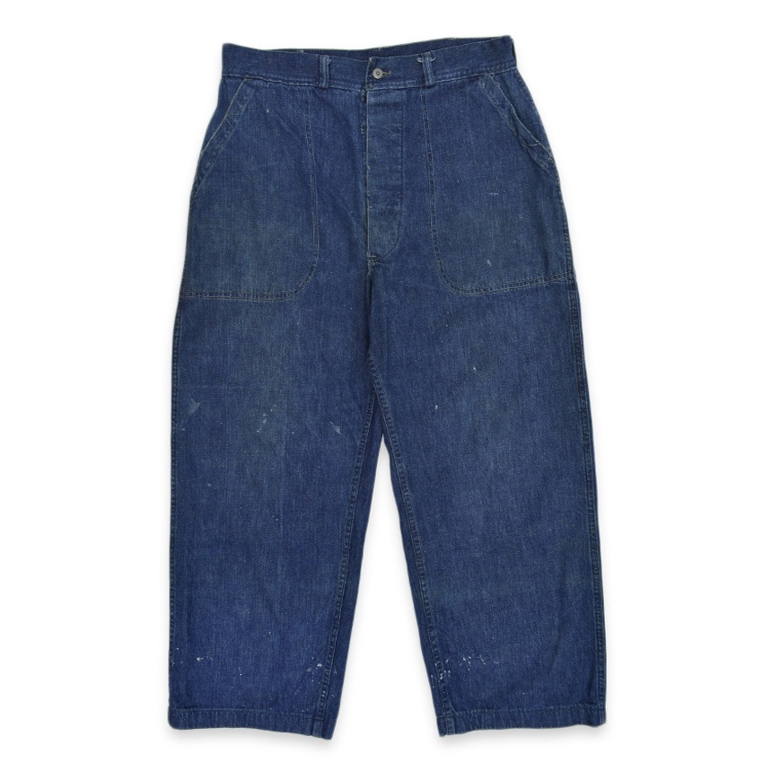 1940's U.S.NAVY WW2 DENIM TROUSERS METAL BUTTON ... W32 | 確認用 BOTTOMS ...