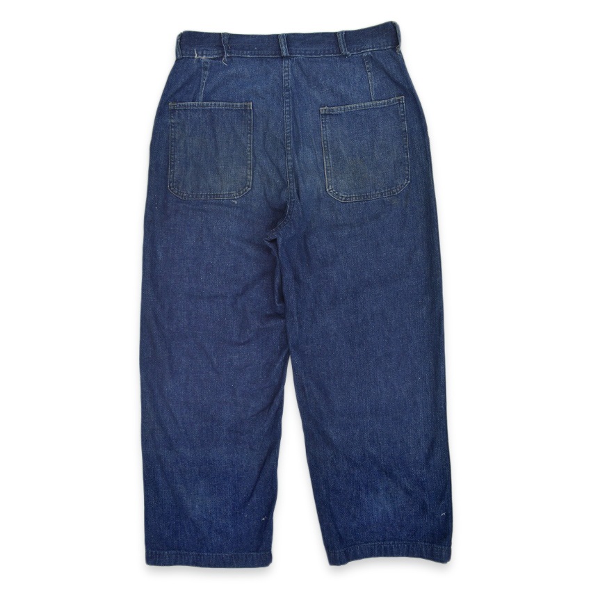 1940's U.S.NAVY WW2 DENIM TROUSERS METAL BUTTON ... W32 | 確認用 BOTTOMS ...