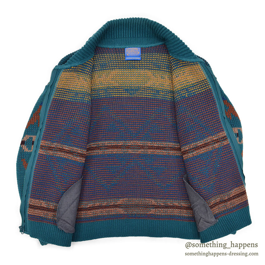~1980's PENDLETON NATIVE PATTERN ZIP-UP WOOL CARDIGAN ... M | 確認用 TOPS ...