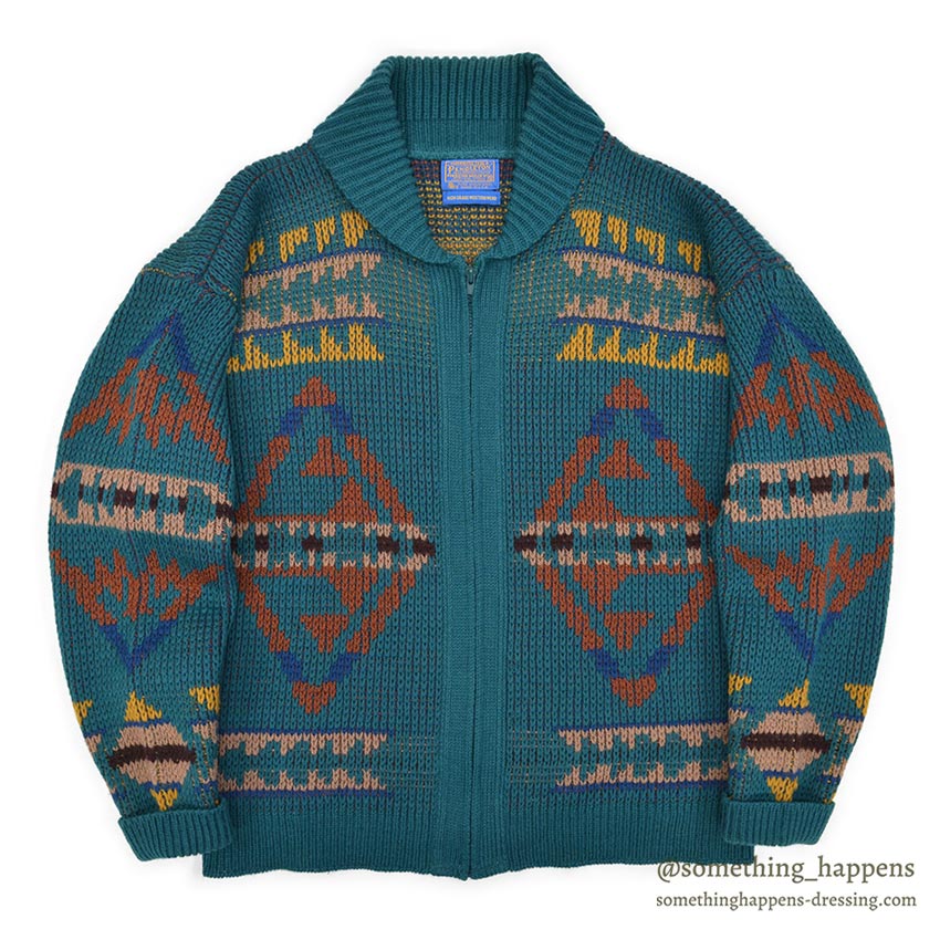 ~1980's PENDLETON NATIVE PATTERN ZIP-UP WOOL CARDIGAN ... M | 確認用 TOPS SOLD | | SomethingHappens