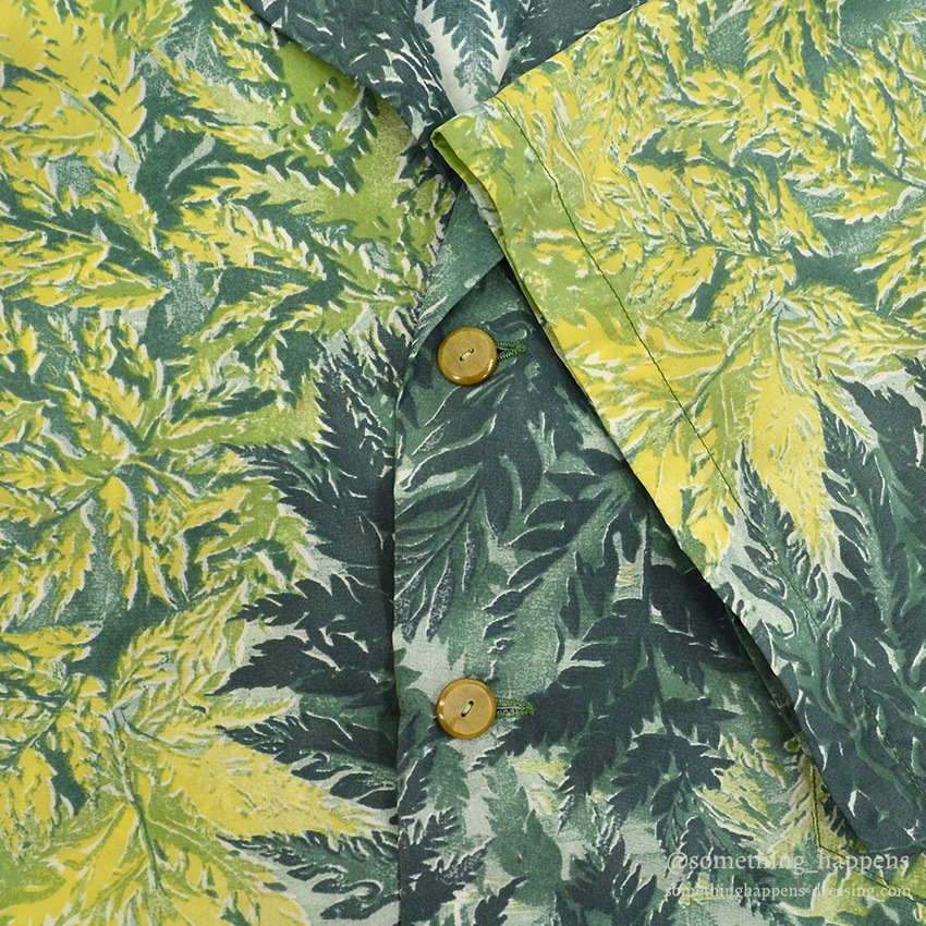 1950's KAMEHAMEHA LEAF PATTERN NYLON ALOHA SHIRT ... L | 確認用 TOPS SOLD ...