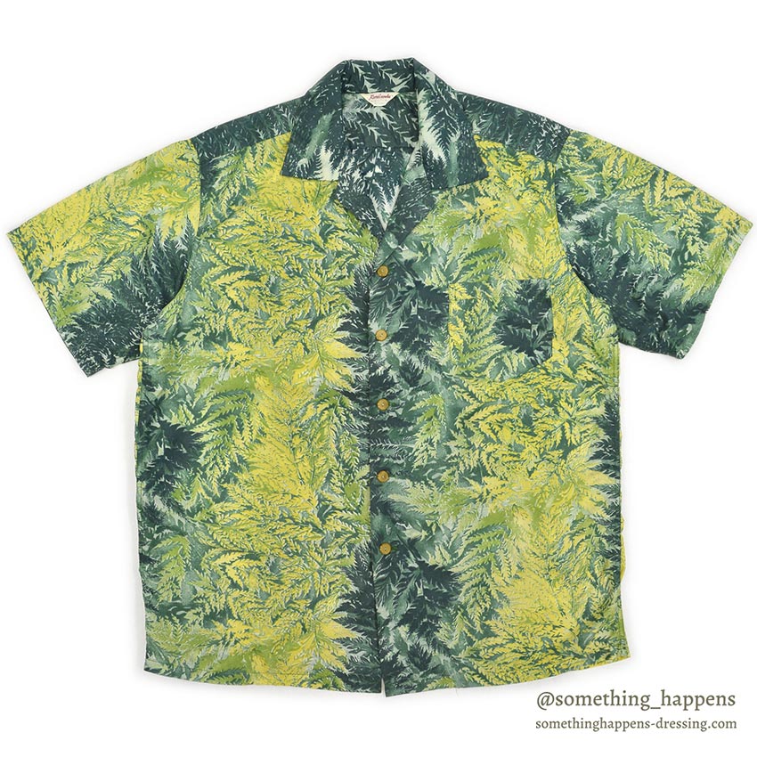 1950's KAMEHAMEHA LEAF PATTERN NYLON ALOHA SHIRT ... L | 確認用 TOPS SOLD ...
