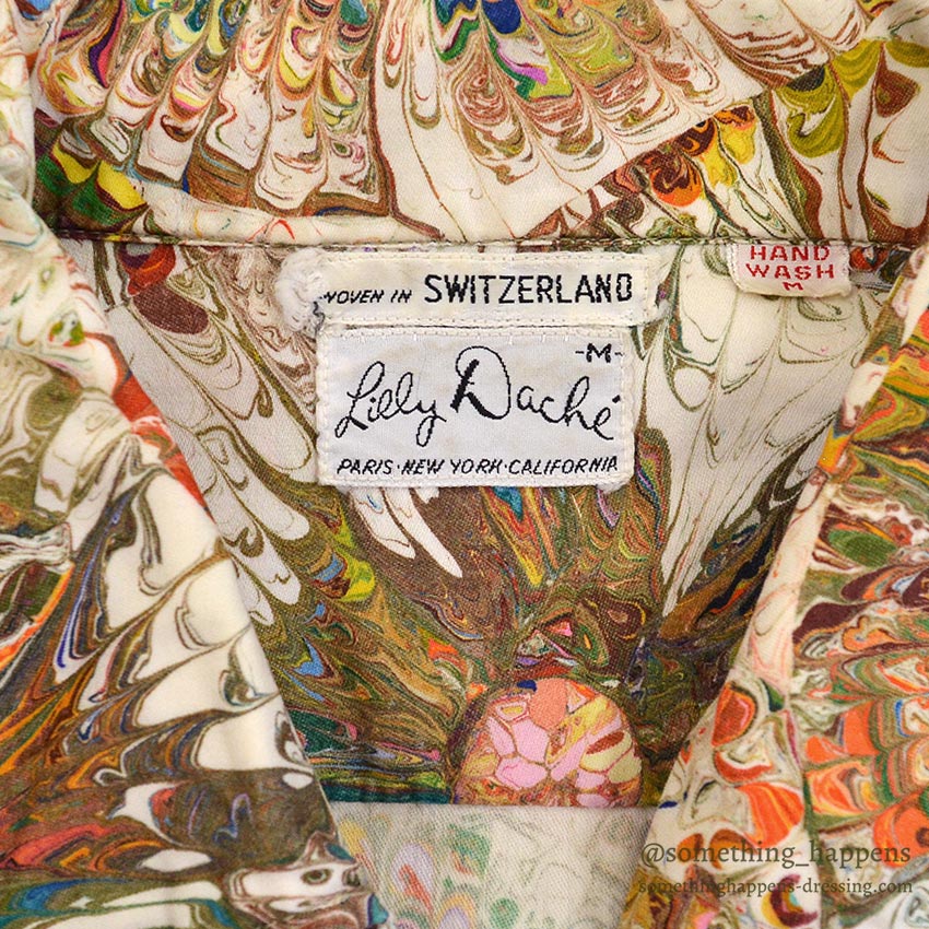 1960's LILLY DACHE PAINT SPLATTER PRINT S/S SHIRT ... M | 確認用 TOPS SOLD ...