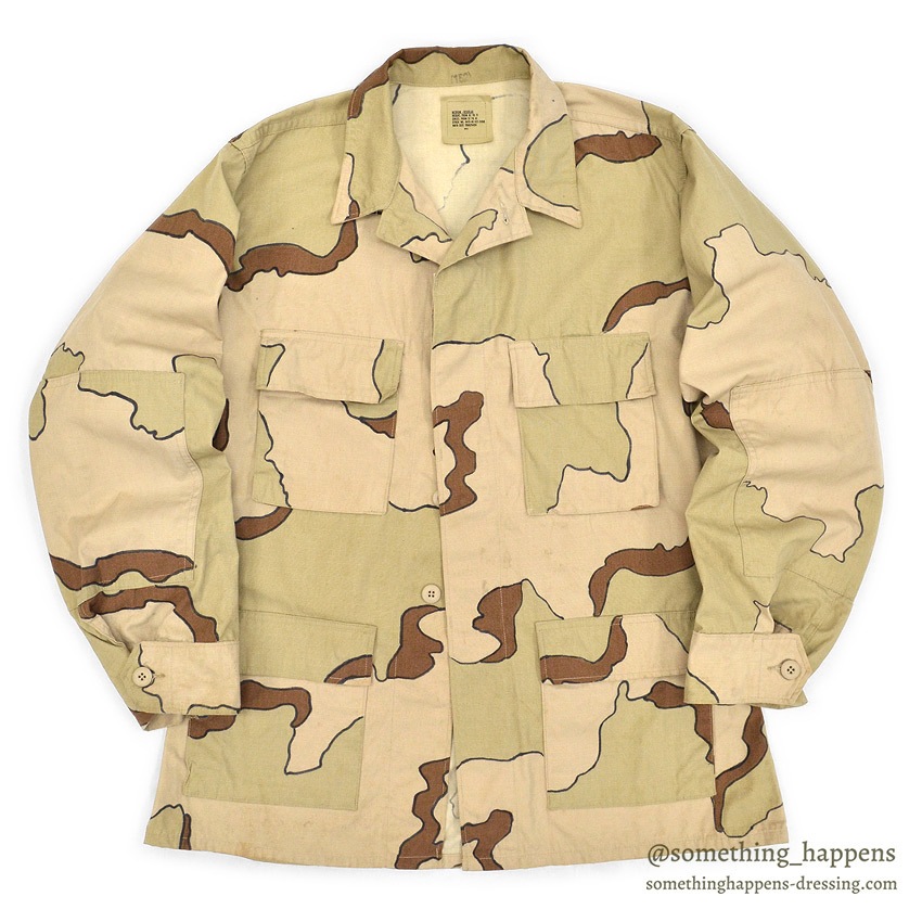 1990's U.S.MILITARY HAND PAINT COAT, DESERT CAMO PATTERN, COMBAT ... M ...