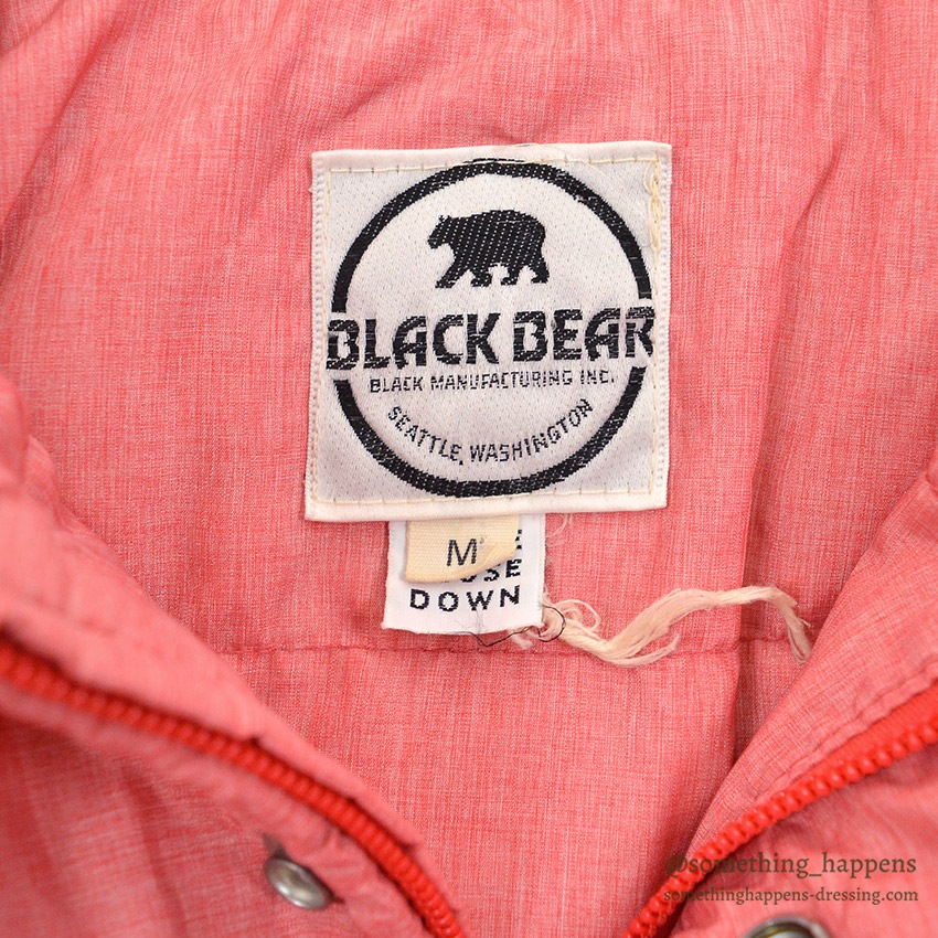 1970's~ BLACK BEAR PRIME GOOSE DOWN NYLON PUFFER JACKET / PINK ... M ...