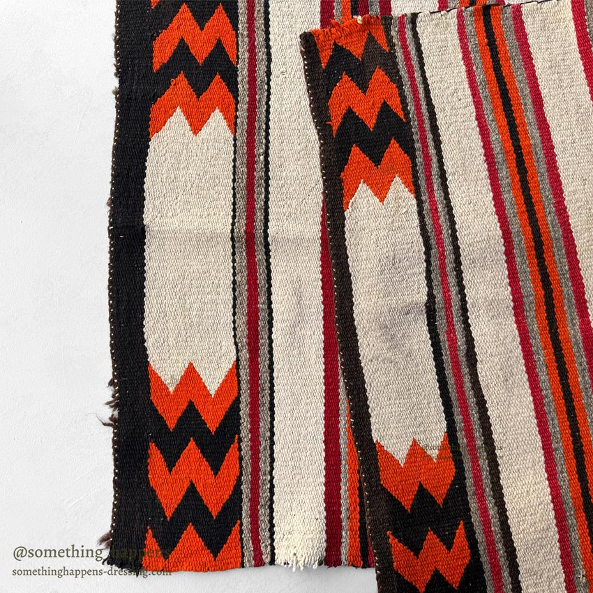 c.1940's NAVAJO RUG UNUSUAL ZIGZAG AND STRIPED PATTERN ... 153cm/82cm ...