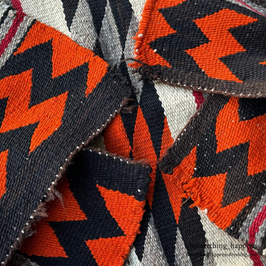 c.1940's NAVAJO RUG UNUSUAL ZIGZAG AND STRIPED PATTERN ... 153cm/82cm ...