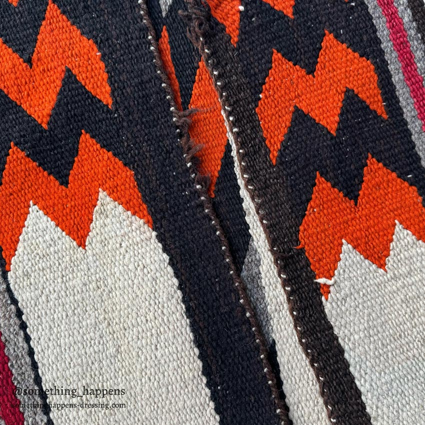 c.1940's NAVAJO RUG UNUSUAL ZIGZAG AND STRIPED PATTERN ... 153cm/82cm ...