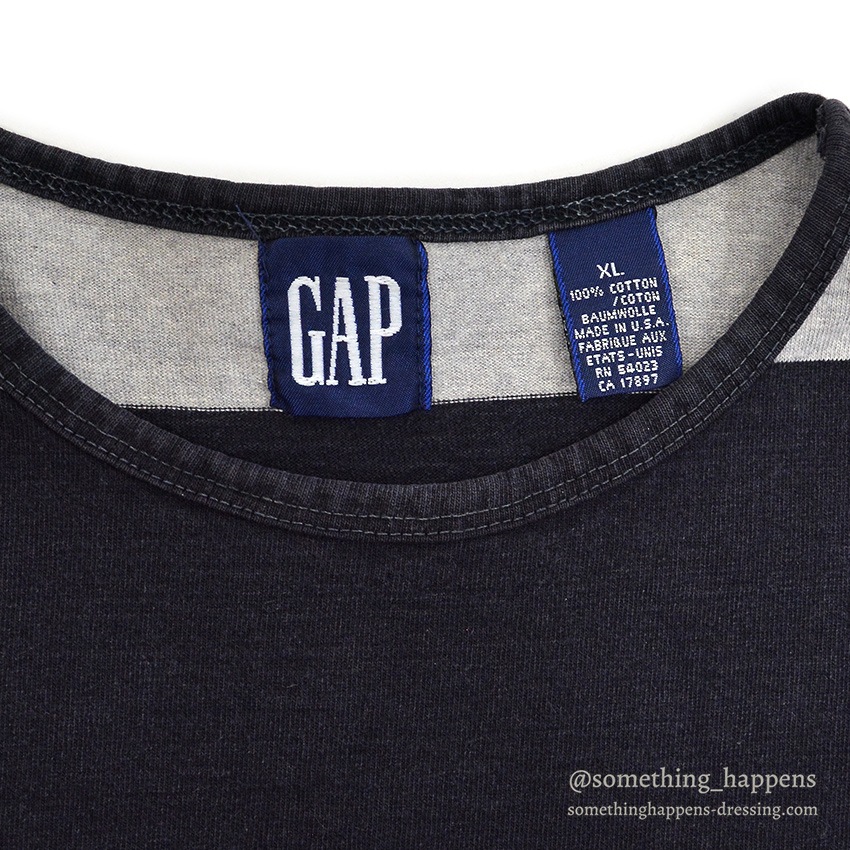 1980's～ GAP WIDE BLACK STRIPE COTTON L/S TEE ... XL | 確認用 TOPS SOLD | | SomethingHappens