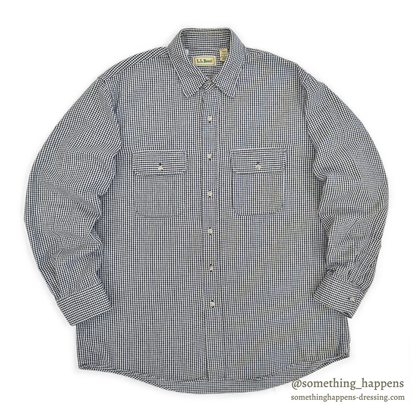 1990's L.L.BEAN SHEPHERD CHECK FLANNEL SHIRT ... L | 確認用 TOPS SOLD ...