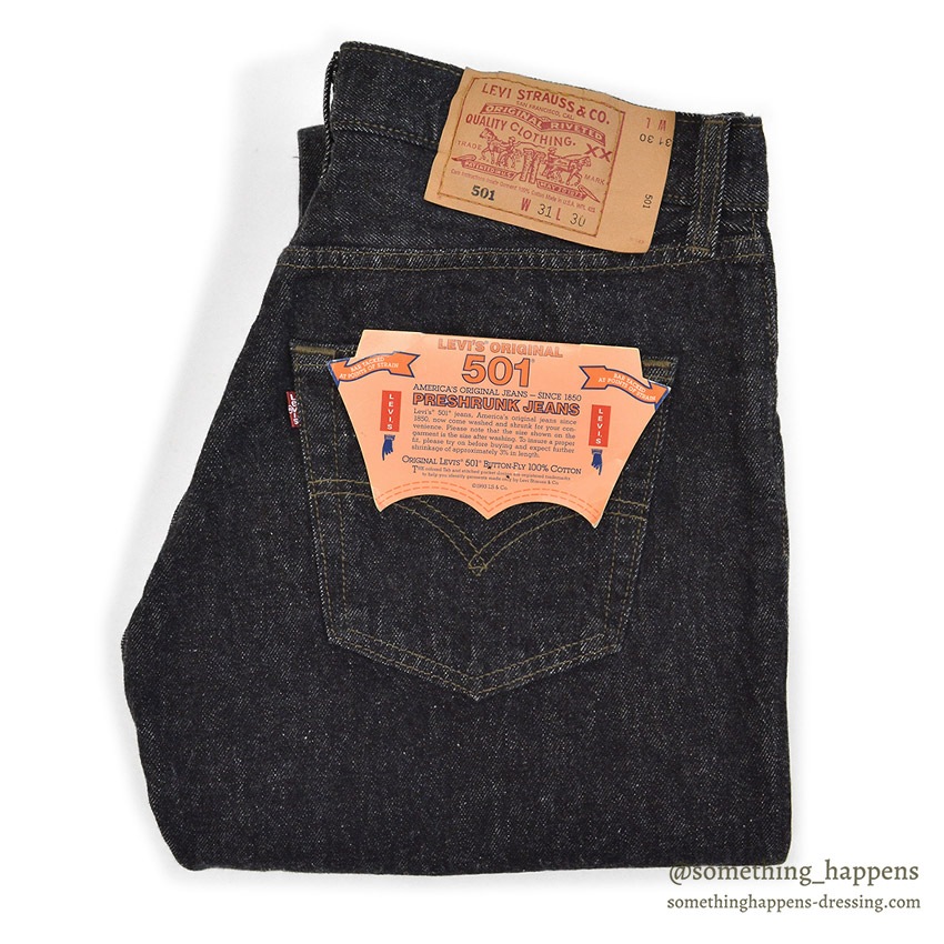 1990's DEADSTOCK Levi's 501 BLACK DENIM PANTS ... W31/L30 | 確認用 BOTTOMS SOLD | | SomethingHappens