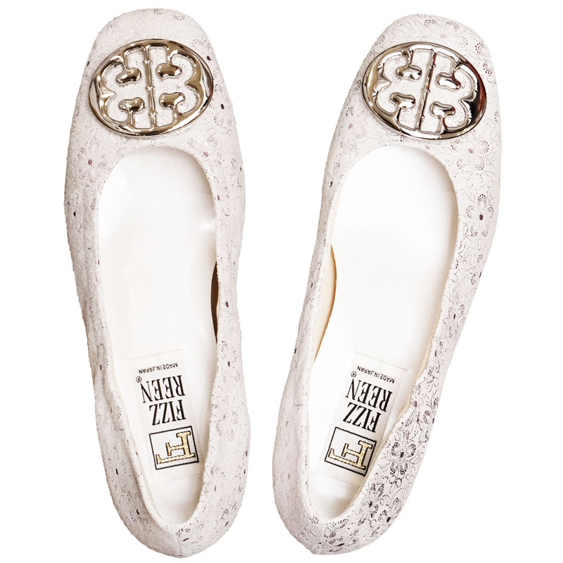 《FIZZ REEN フィズリーン》 300 フラワー【送料無料＆ポイント10％！】 魅せるデザインと歩きやすく痛くならない信頼の日本製レディースシューズ・ブランド ゆったり幅のEEE メタル ...