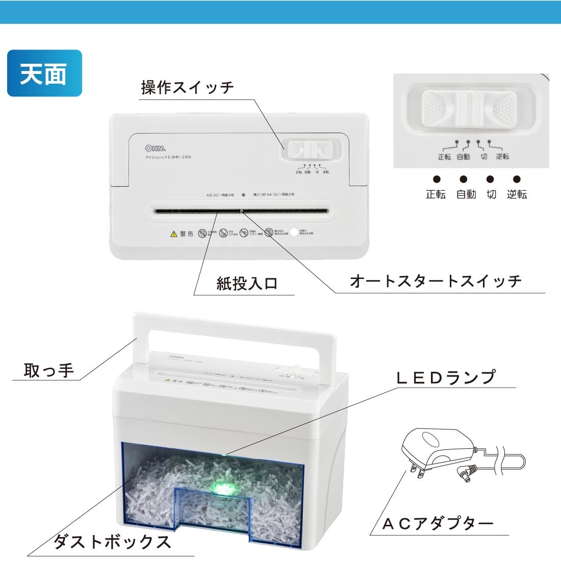 静音卓上シュレッダー A5サイズ4枚｜SHR-SD01 00-5123｜通販ならオーム