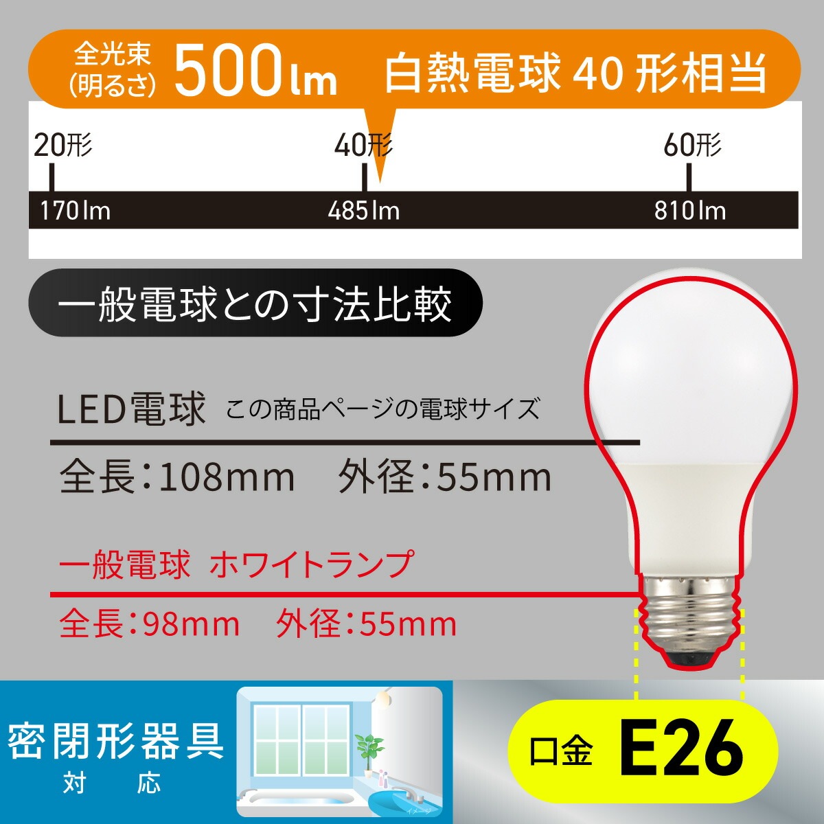 LED電球 E26 40形相当 電球色｜LDA4L-G AG59 06-5454｜通販ならオーム電機ダイレクト