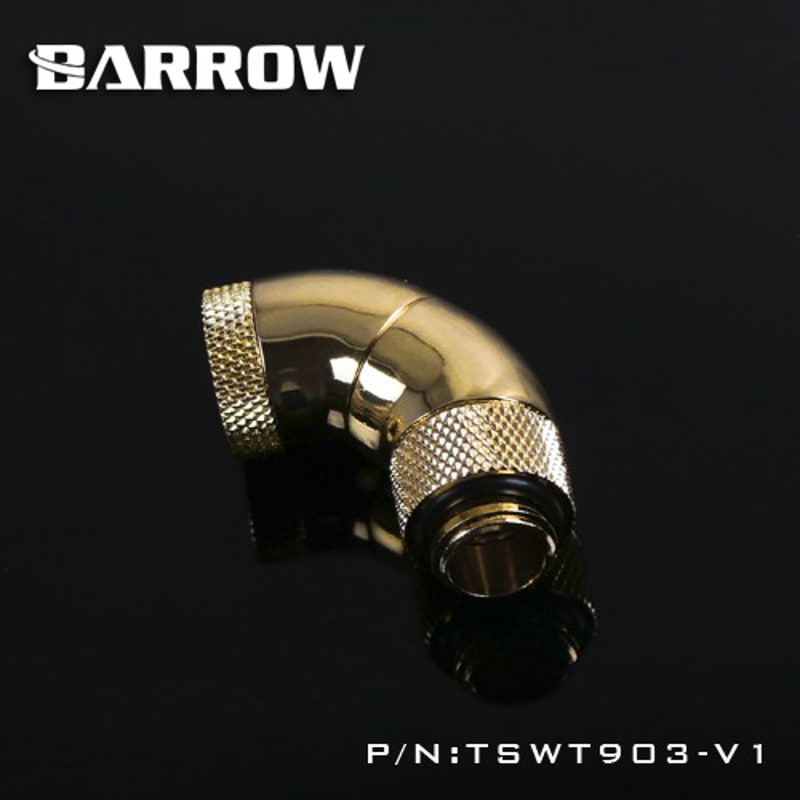 Barrow 90-Degree Snake 3-way Rotary Adapter Gold | 水冷パーツ,フィッティング,アダプタ ...