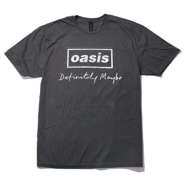 OASIS Tシャツ Definitely Maybe Distressed Text Logo-Grey | OSOMALO バンドTシャツの通販