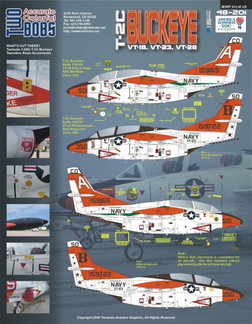 トゥーボブス 48-201 1/48 アメリカ海軍訓練飛行隊 パート2 T-2C バックアイ | TWO BOBS,1/48 | ホビー ...