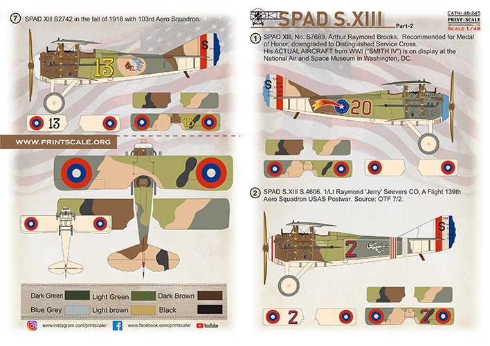 プリントスケール 48-245 1/48 SPAD XIII パート 2 | PRINT SCALE,ウェットデカール 1/48 | ホビーショップ パンツァーレーア