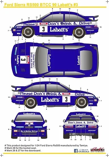SKデカール SK24061 1/24 フォード・シエラ RS500 BTCC 90 Labatt's #3 | S.K.DECALS | ホビーショップ パンツァーレーア