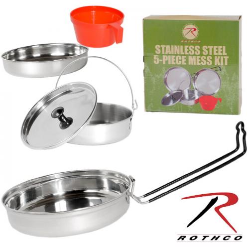 ROTHCO(ロスコ) 5 Piece Stainless Steel Mess Kit / 5ピース ステンレススチール メスキット ...