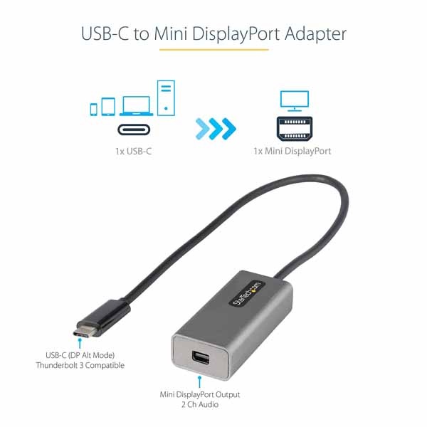 StarTech USB-C-Mini DisplayPort ディスプレイ変換アダプタ｜CDP2MDPEC通販｜PC4U