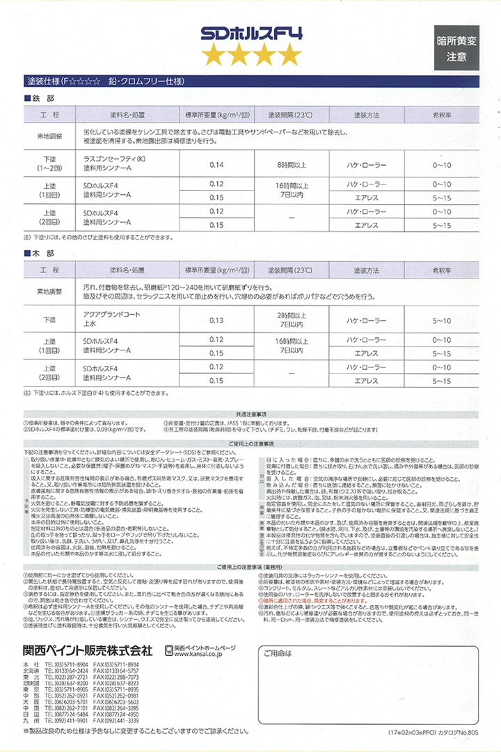 SDホルスF4 3分つや （白） 4Kg/缶 | 取扱メーカー,関西ペイント株式会社 | DIY・塗料のペンキいっぱい！