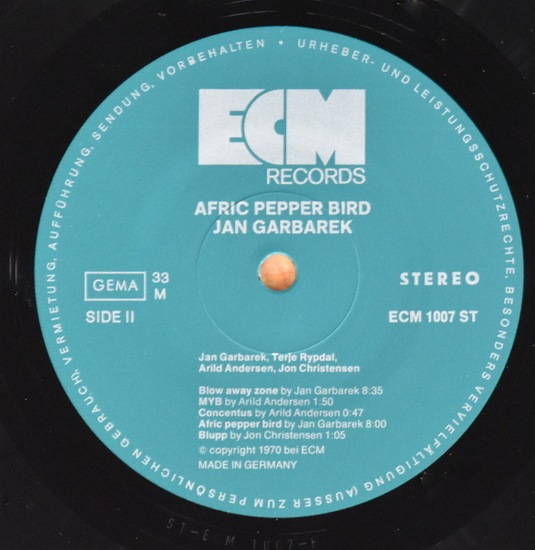 Jan Garbarek Quartet - Afric Pepperbird｜JAZZ,JAZZ ROCK / FUSION｜Paddy Field Records｜中古アナログレコード ...