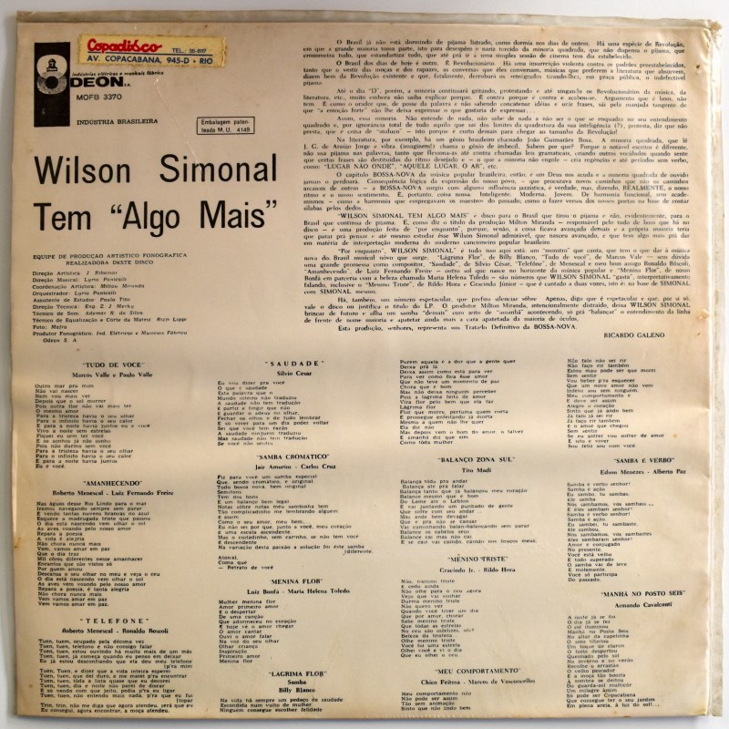 Wilson Simonal - Tem Algo Mais [LP]｜BRAZIL,BOSSA NOVA｜Paddy Field ...